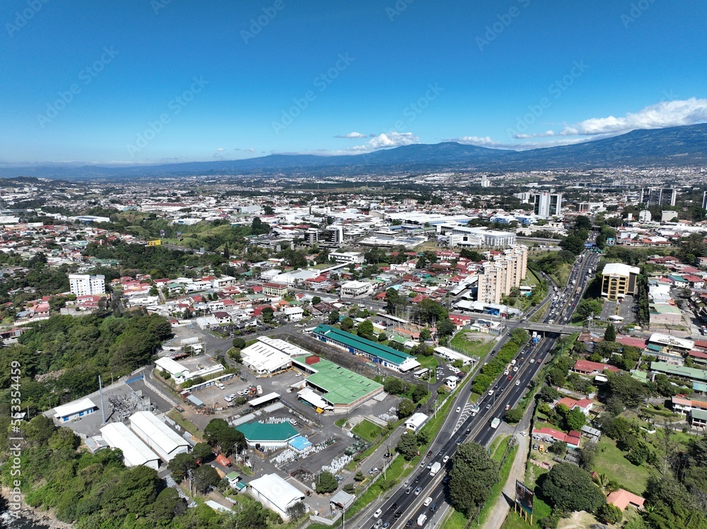 Aerial view of La Sabana Park and Costa Rica National Stadium with San ...