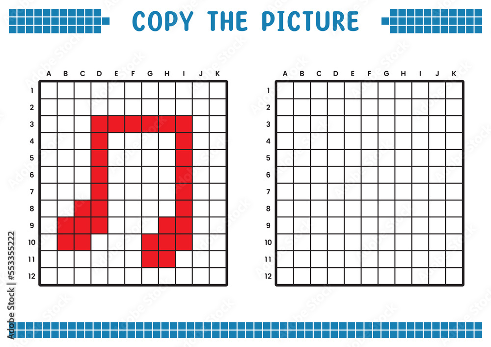 Copy the picture, complete the grid image. Educational worksheets ...