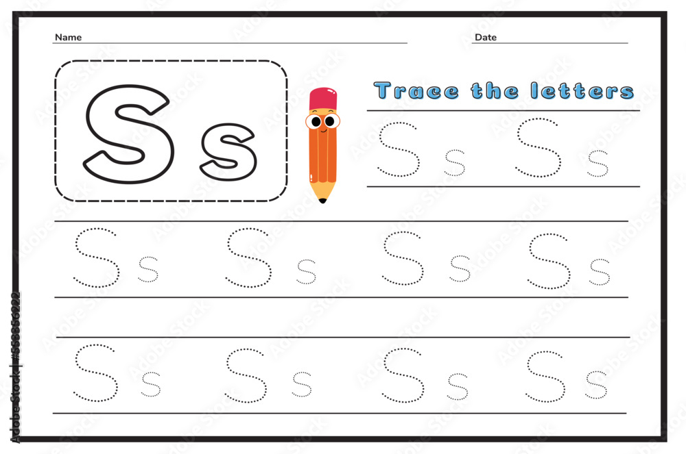 Vetor de Writing practice of letters S. Coloring book. Education for ...
