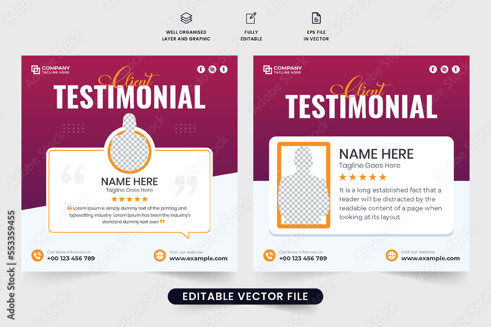 Customer service feedback web banner design with quote and rating ...