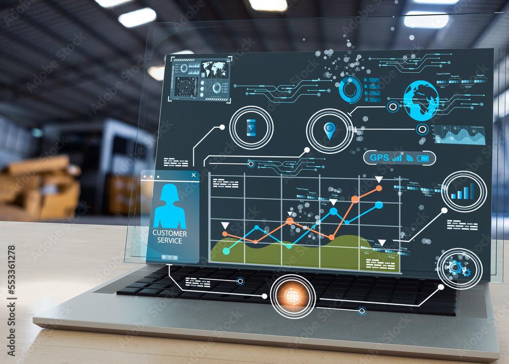 Computer UI interface web map app cloud online to laptop so finger ...