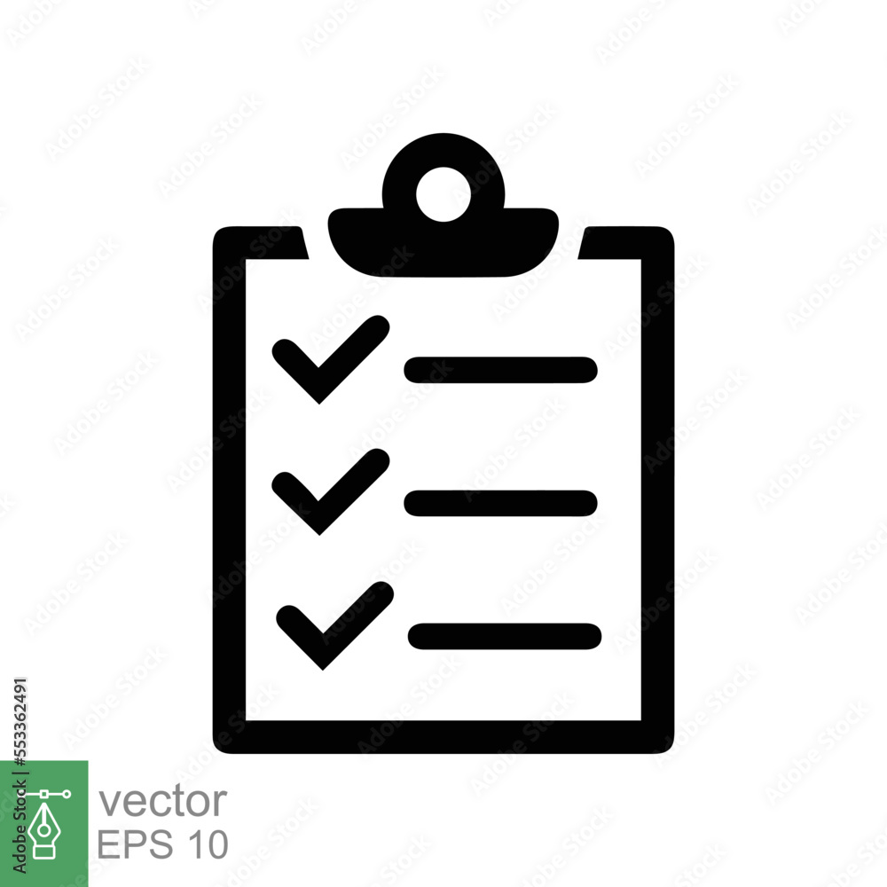 Vecteur Stock Checklist icon. Simple flat style. Clipboard with check list, report note ...