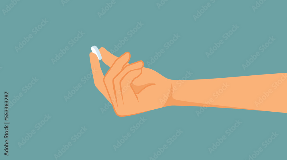 Hand Holding a Pill for Treatment Vector Cartoon Illustration. Person ...