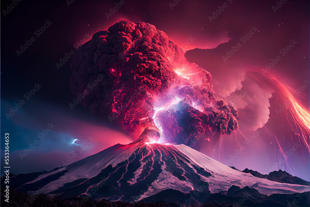 Mount Fuji, Japan, volcanic eruption Stock Illustration | Adobe Stock