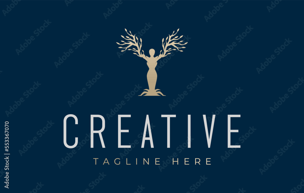 Tree Trunk Woman Logo Design Template Stock Vector | Adobe Stock