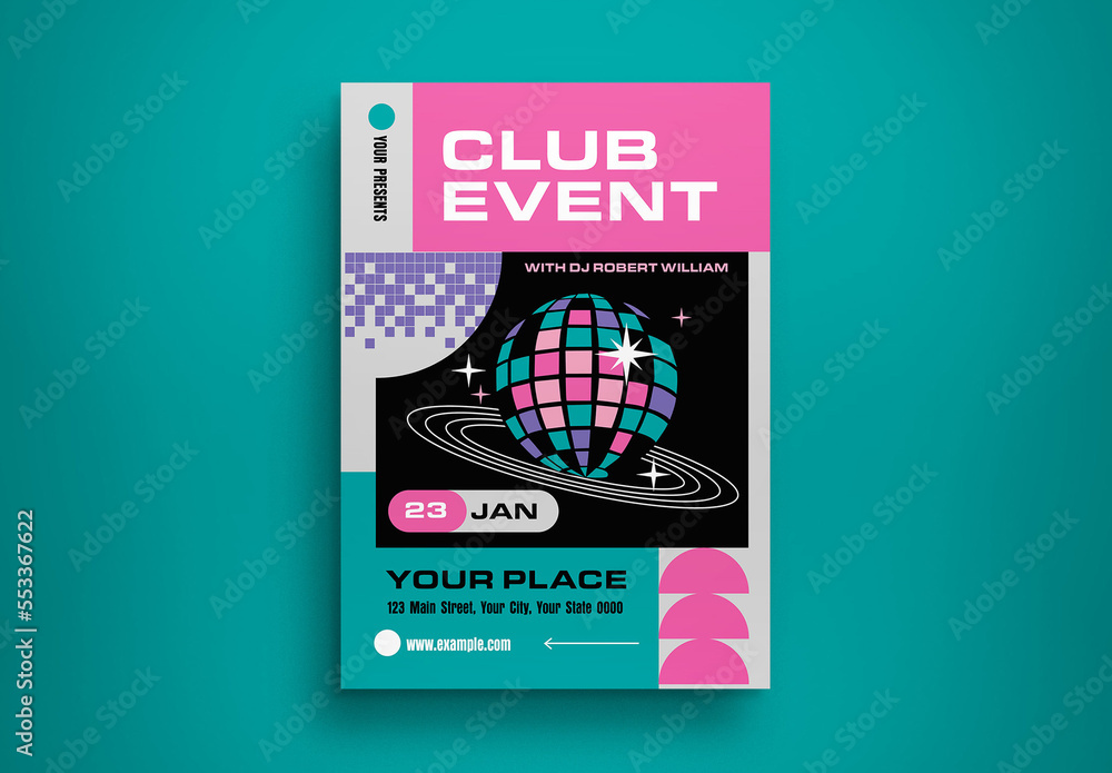 Pink Edgy Club Event Flyer Stock Template | Adobe Stock
