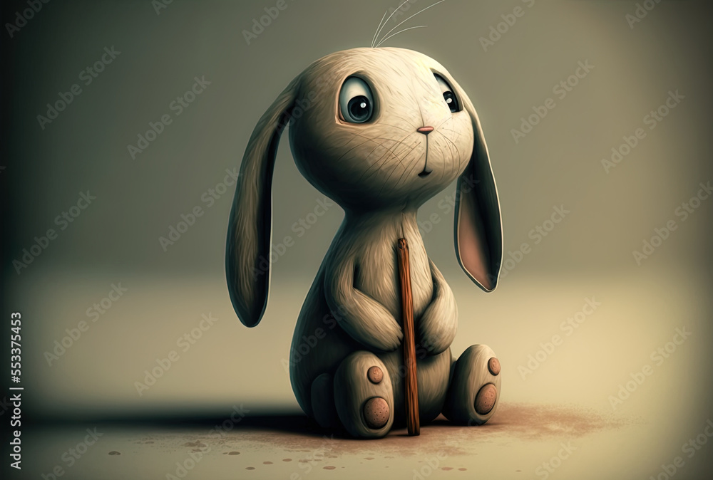 Cartoon drawing of an adorable rabbit figure. Generative AI Stock ...