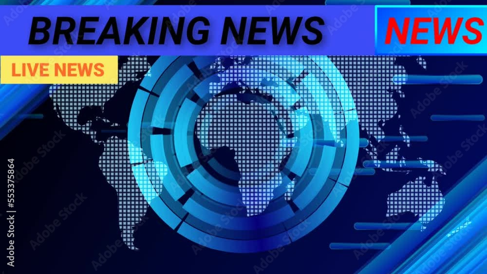 Vidéo Stock live news background with World map and rotating circles ...