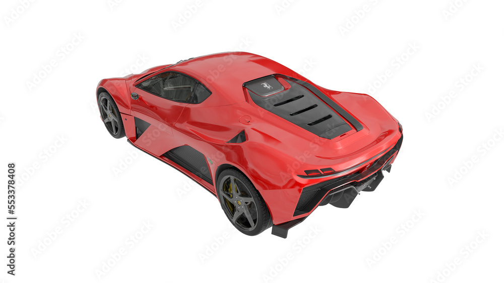 FERRARI 296 GTB, 3d rendering of FERRARI car on isolated white ...