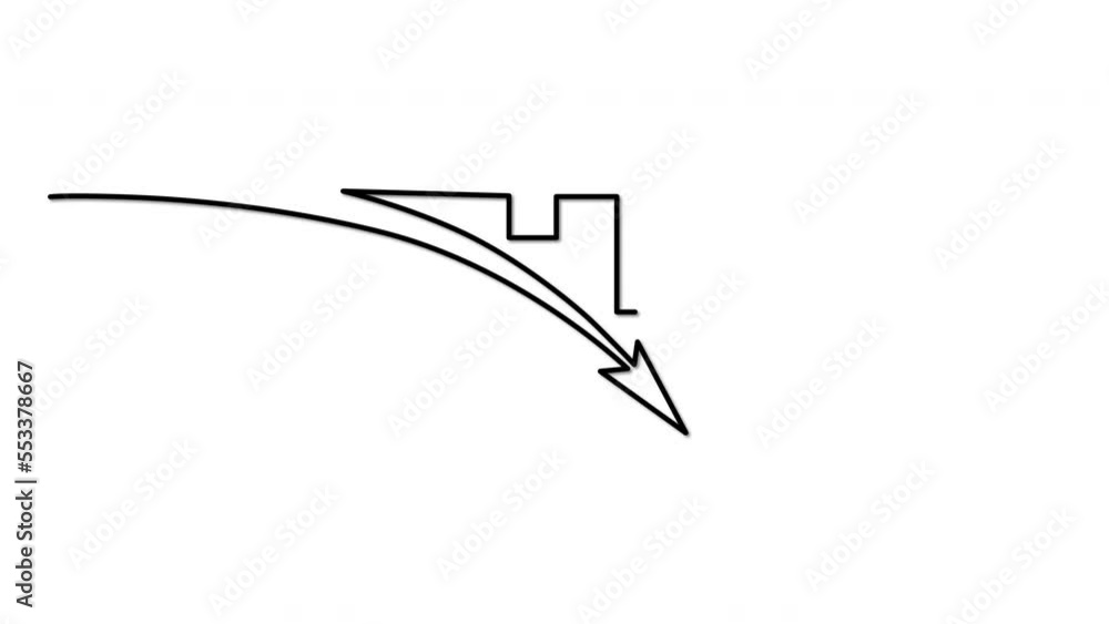Decline diagram, fall curve, decrease chart self drawing animation ...
