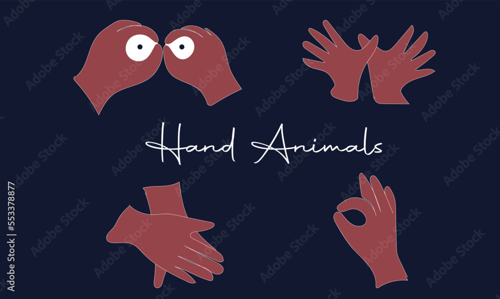 Hand animals, hand shadow puppet animals. shadow play, shadow puppetry ...