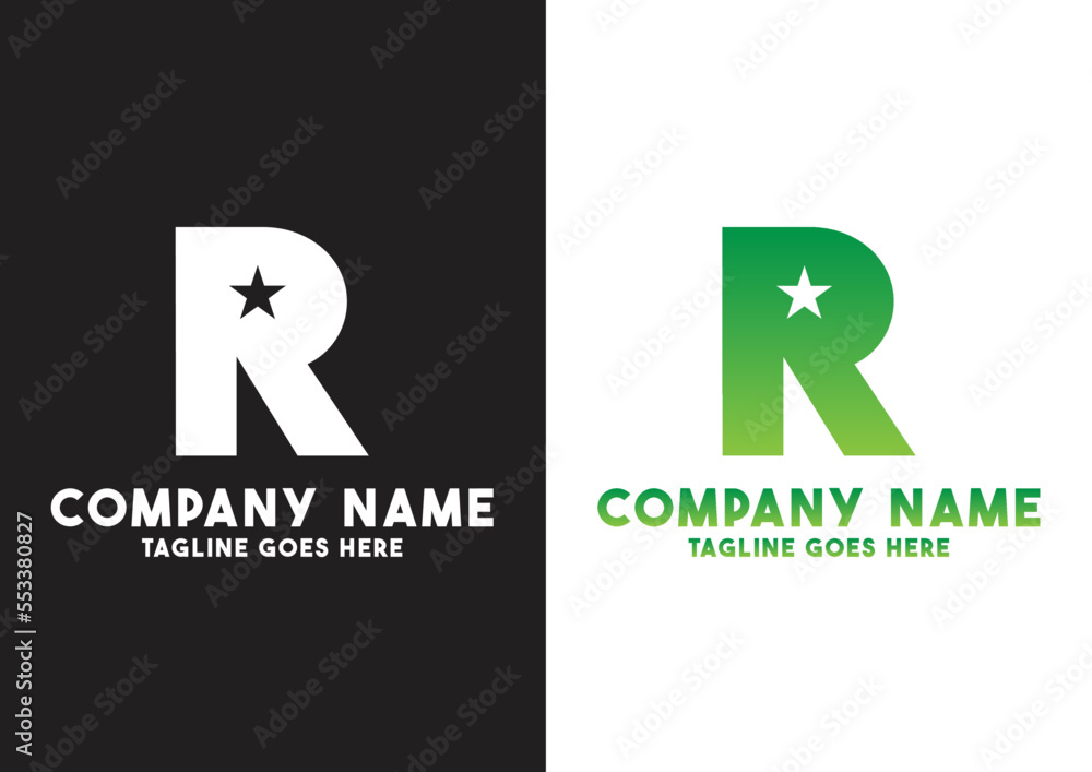 Letter R with star logo design vector template, R letter logo Stock ...