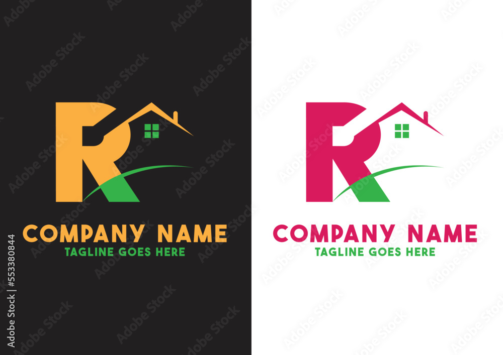 Letter R real estate logo design vector template, R letter logo Stock ...