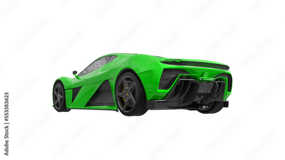 GREEN FERRARI 296 GTB, 3d rendering of FERRARI car on isolated white ...