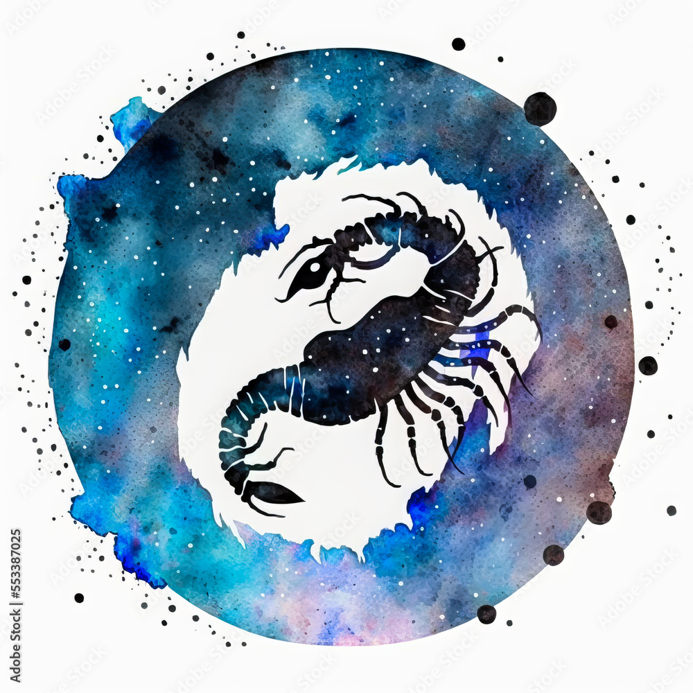 A pretty Scorpio symbol in a soft pastel circle on a white background ...