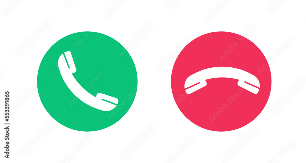 Answer decline phone call hang up red green button icons vector or ... Answer decline phone call hang up red green button icons vector or ...