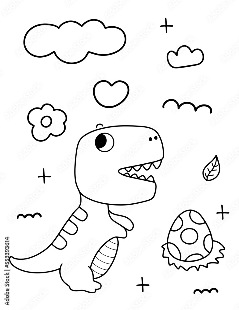 Dinosaur outline coloring page Stock Vector | Adobe Stock