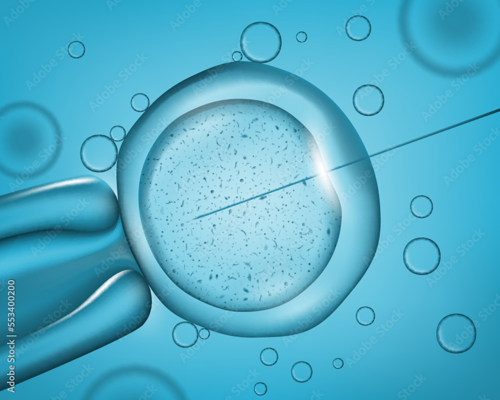 Laser needle injection to cell. Medical operation. Human DNA research, biotechnology and ...