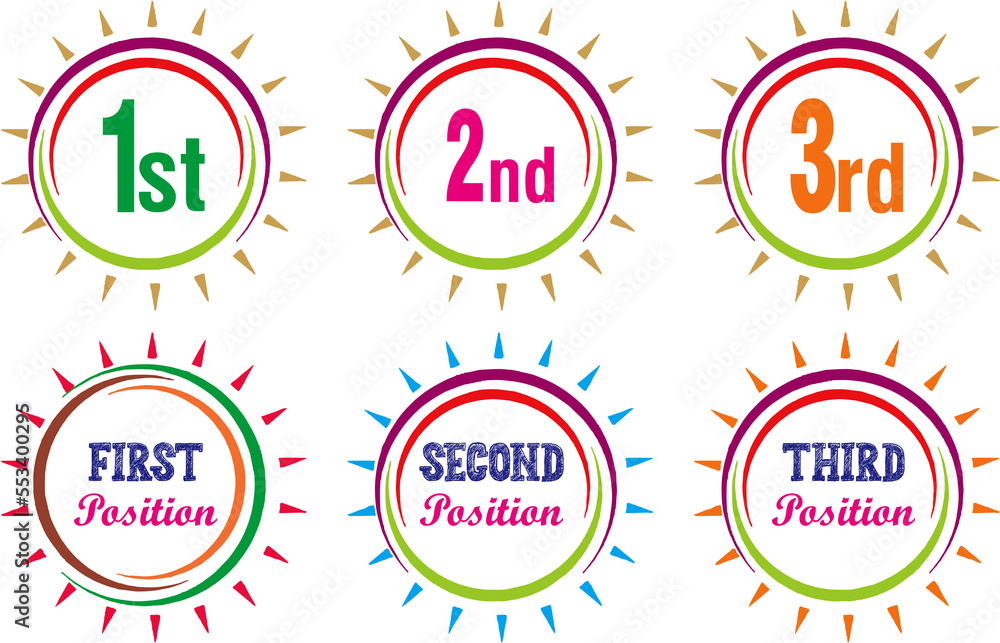 1st, 2nd, 3rd position, medal first place second third award winner ...