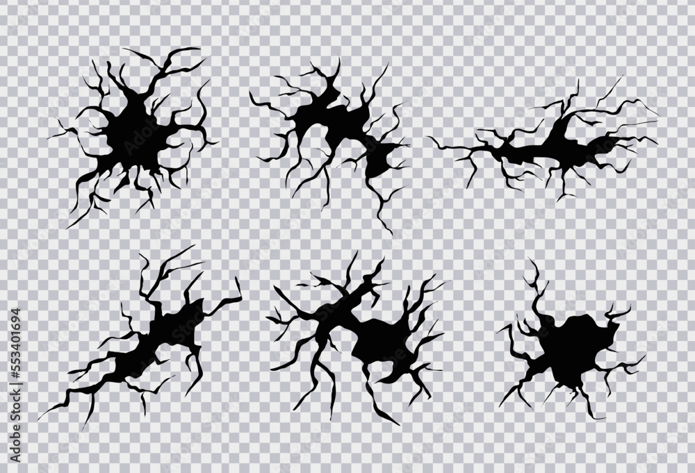 Cracks in ground. Cracks, splits and holes in ground. Vector realistic ...