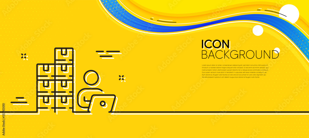 Inventory line icon. Abstract yellow background. Warehouse manager sign ...