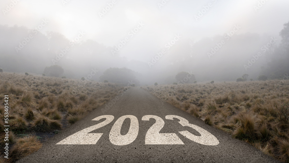Street of 2023 with dark cloud Stock Photo | Adobe Stock