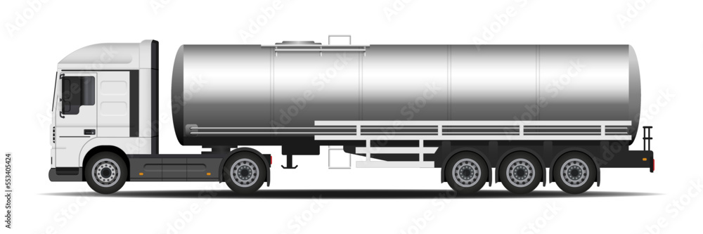 Tank truck vector mockup. Isolated tanker template for branding. Stock ...