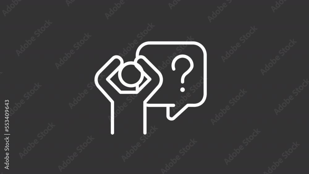 Animated puzzlement white line icon. Anxiety struggle. Having difficult ...
