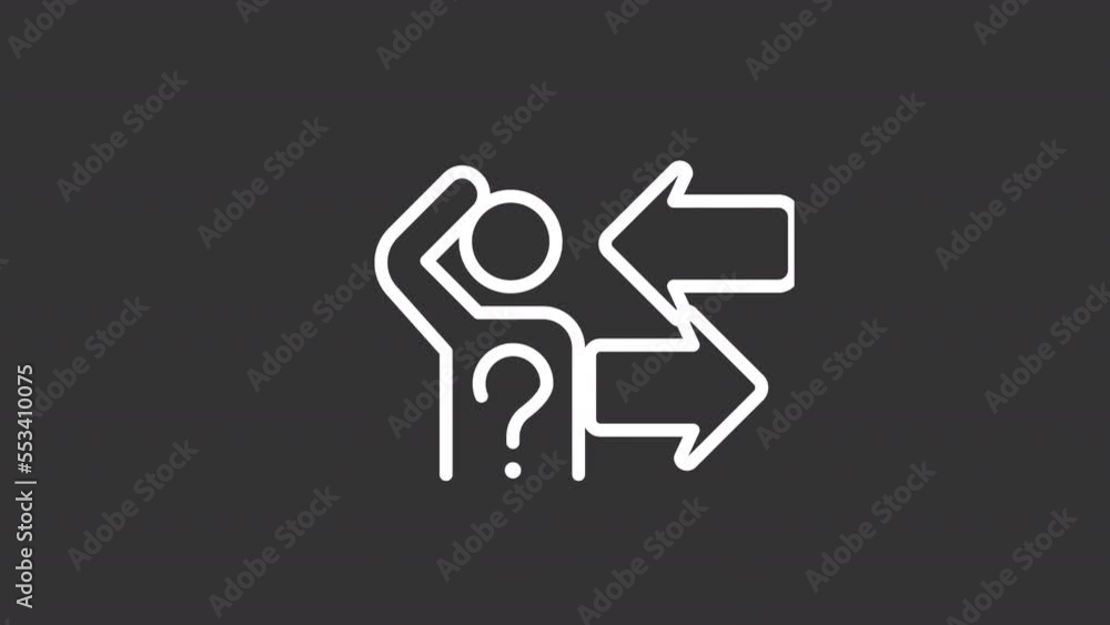 Animated dilemma white line icon. Difficult choice. Tough decision ...