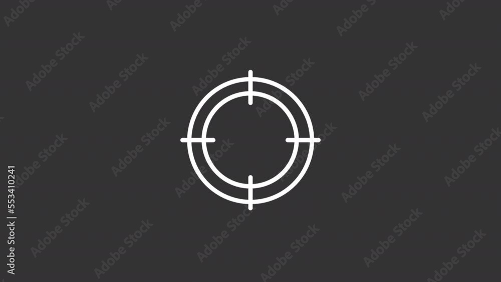 Animated aimed issue white line icon. Search solution for main problem ...