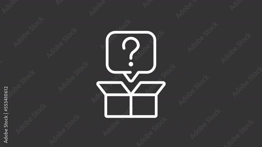 Animated quiz white line icon. Out-of-the-box question. Thinking puzzle ...