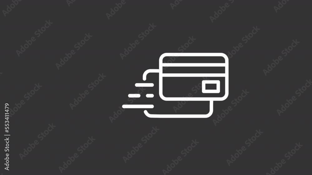 Animated credit card white line icon. Electronic money. Financial ...
