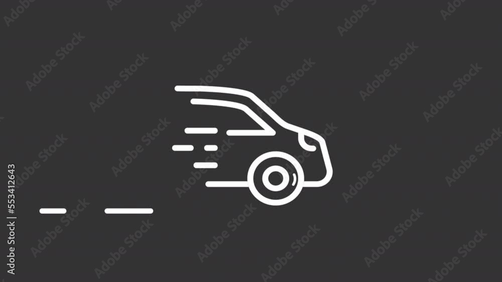 Animated car white line icon. Motor vehicle. Fuel and electric ...