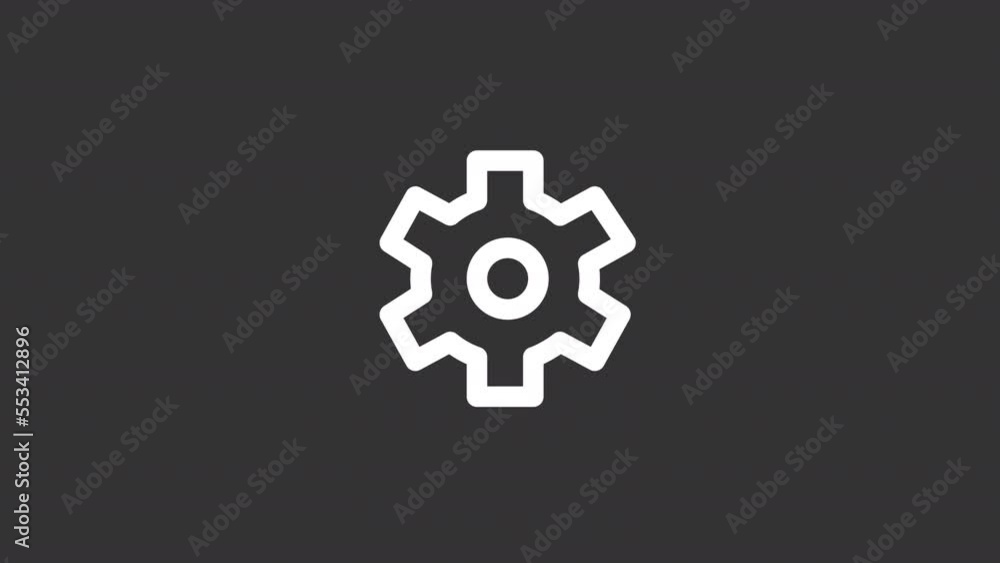 Animated gear white line icon. System settings. Processing. Part of ...