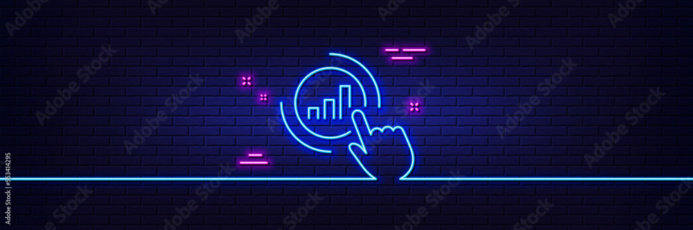 Neon light glow effect. Statistics line icon. Column chart sign. Growth ... Neon light glow effect. Statistics line icon. Column chart sign. Growth ...
