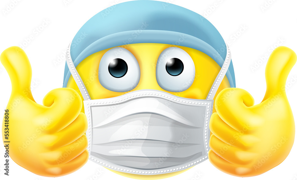 Mask Emoticon Emoji Thumbs Up PPE Doctor Nurse Stock Illustration ...