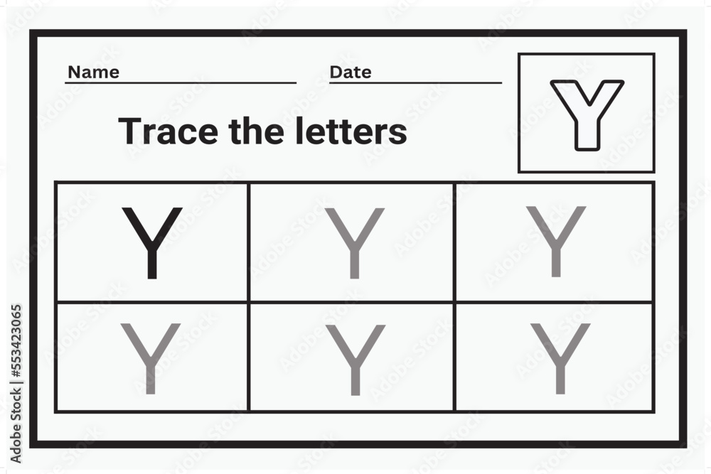 Alphabet tracing worksheet. A-Z writing pages. Letter Y. uppercase and ...