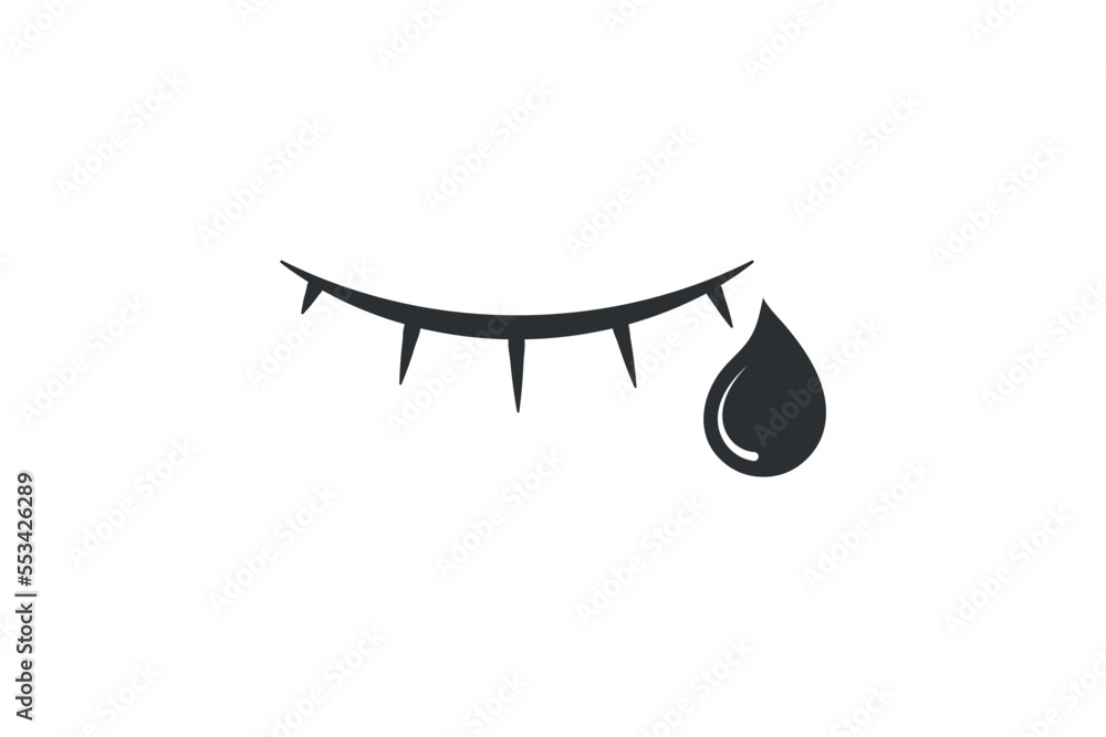 Eye and tear icon. Crying eye illuastration symbol. Sympathy, pain ...