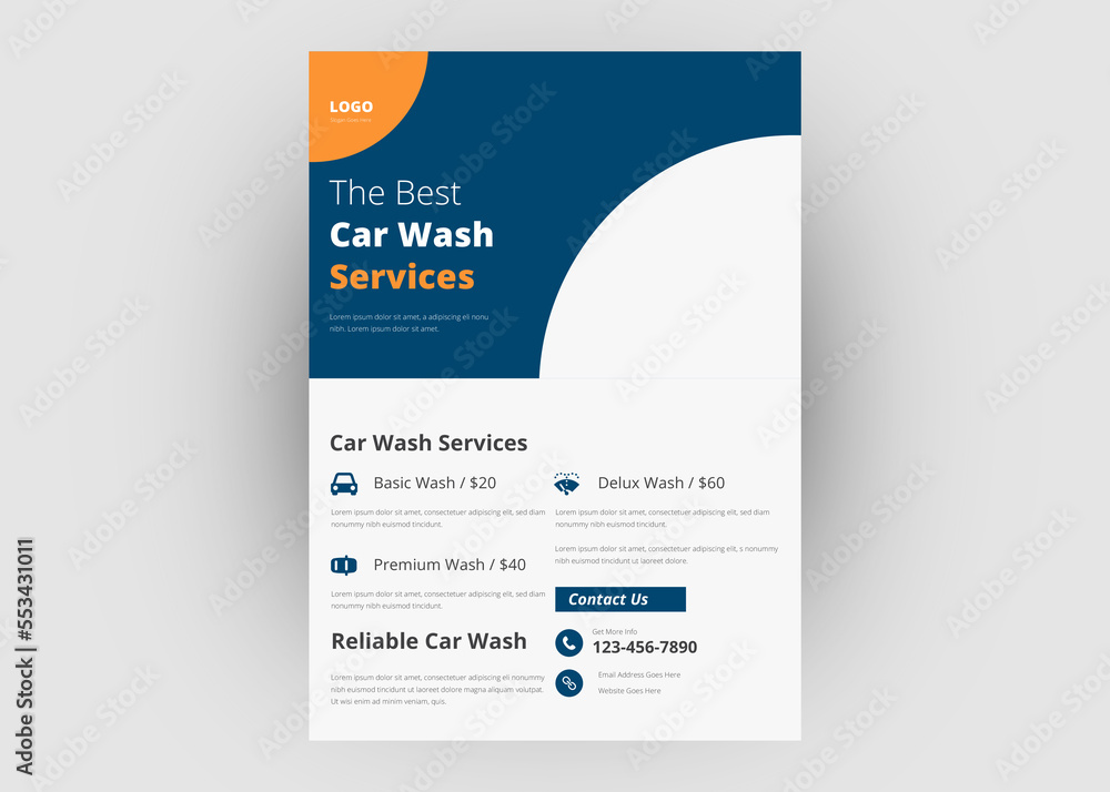 Car Wash flyer design template. Car wash and cleaning service cover ...
