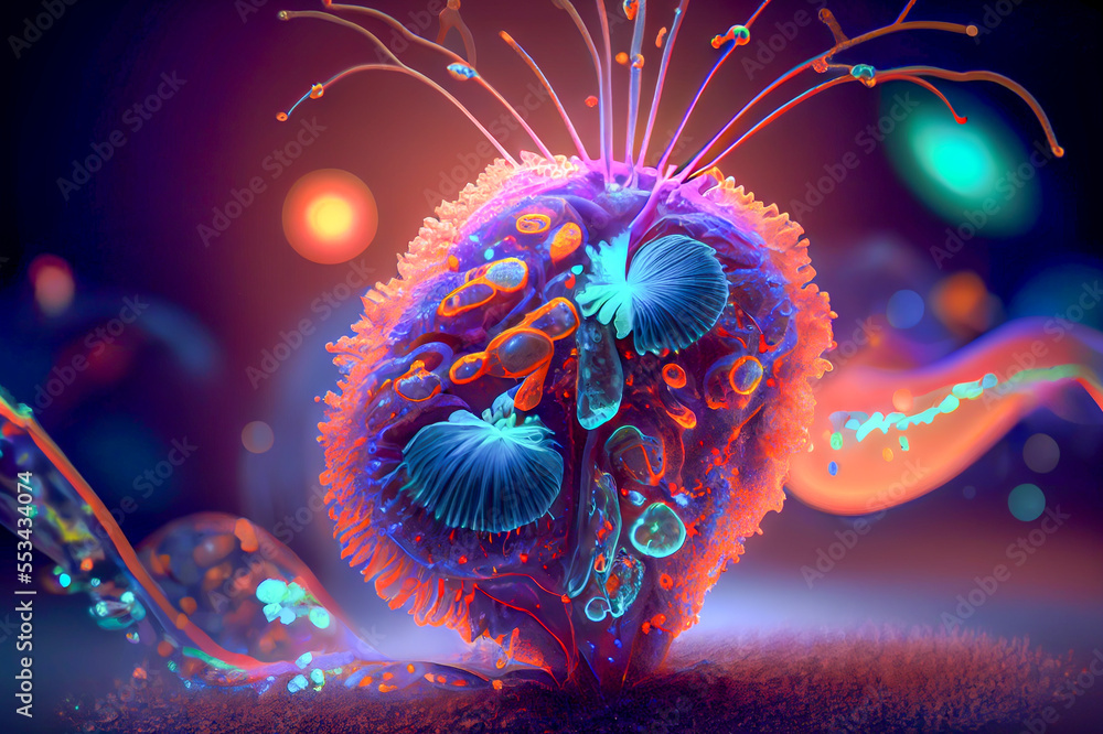 Beautiful microworld, microbes of different shapes, generative ai ...