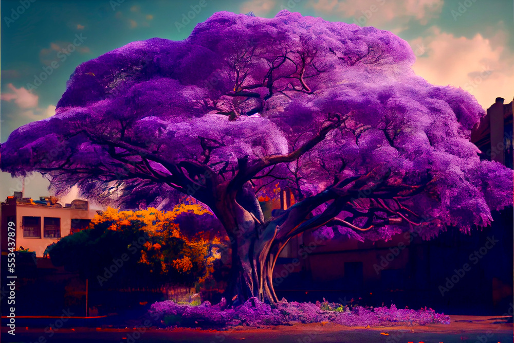 Generative AI abstract render of a Jacaranda tree Stock Illustration ...