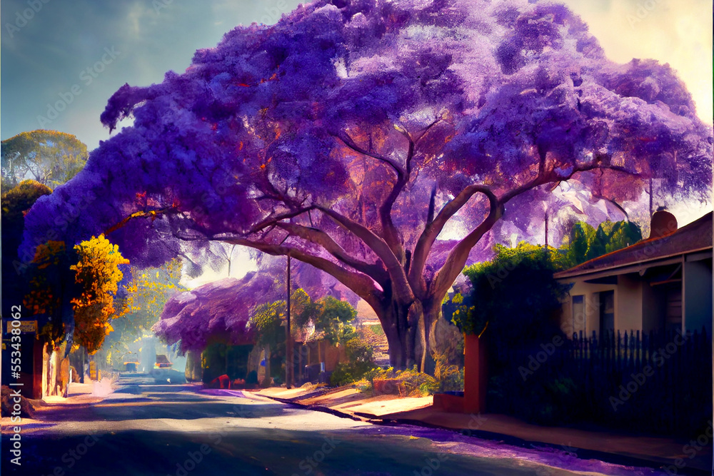 Generative AI abstract render of a Jacaranda tree Stock Illustration ...