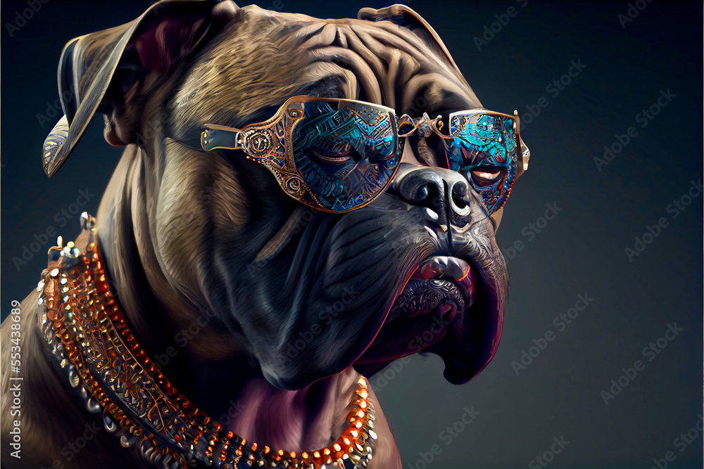 Generative AI abstract render of a gangsta dog Stock Illustration ...