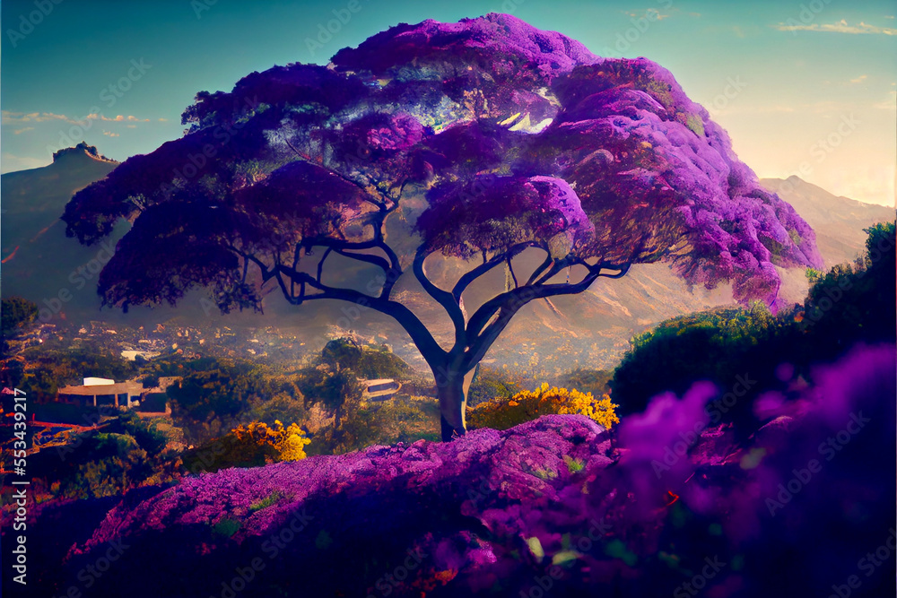 Generative AI abstract render of a Jacaranda tree Stock Illustration ...