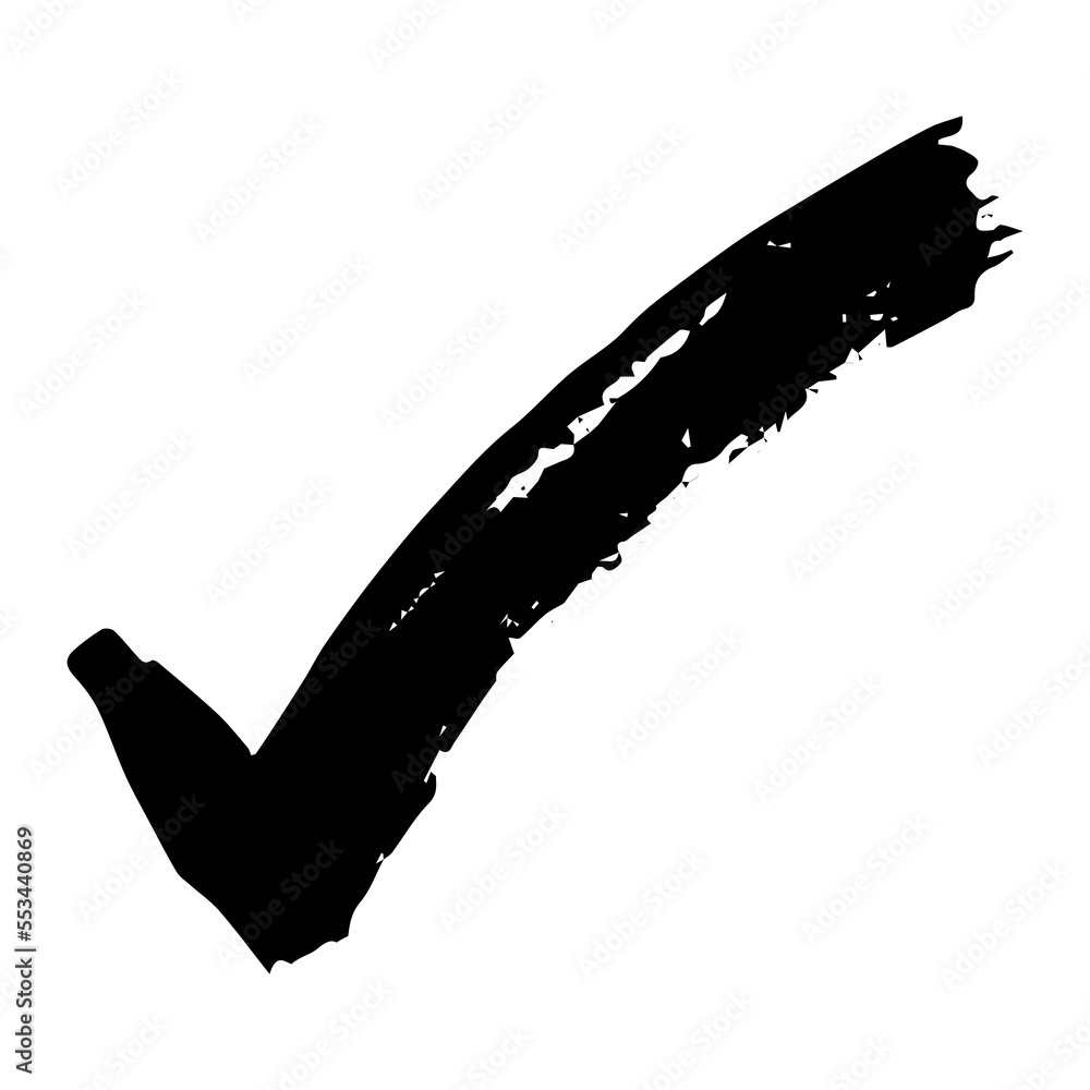 Hand drawn check mark illustration. Marker right sign clipart. Ink ...