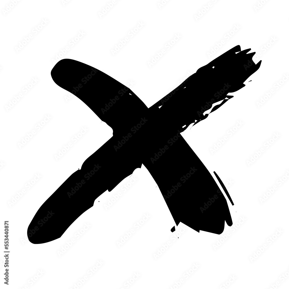 Hand drawn cross mark illustration. Marker wrong sign clipart. Ink ...