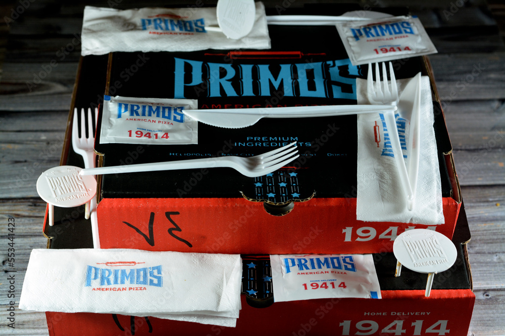 Cairo, Egypt, December 8 2022: Primo's Pizza is an American pizza known ...