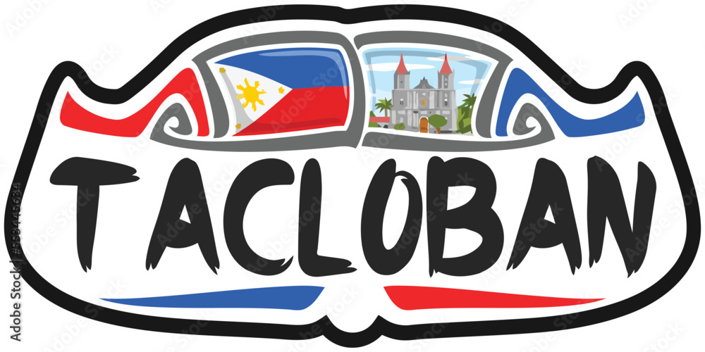 Vetor de Tacloban Philippines Flag Travel Souvenir Sticker Skyline ...