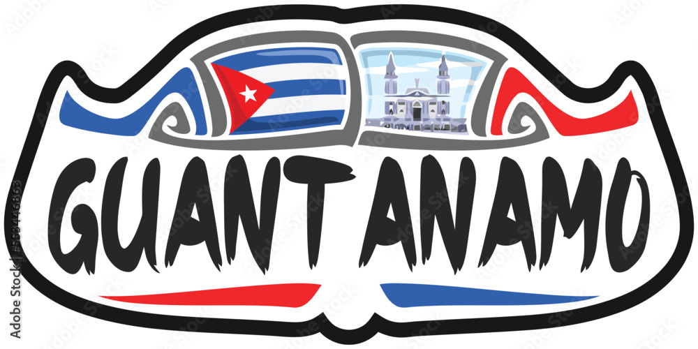 Guantanamo Cuba Flag Travel Souvenir Sticker Skyline Landmark Logo ...