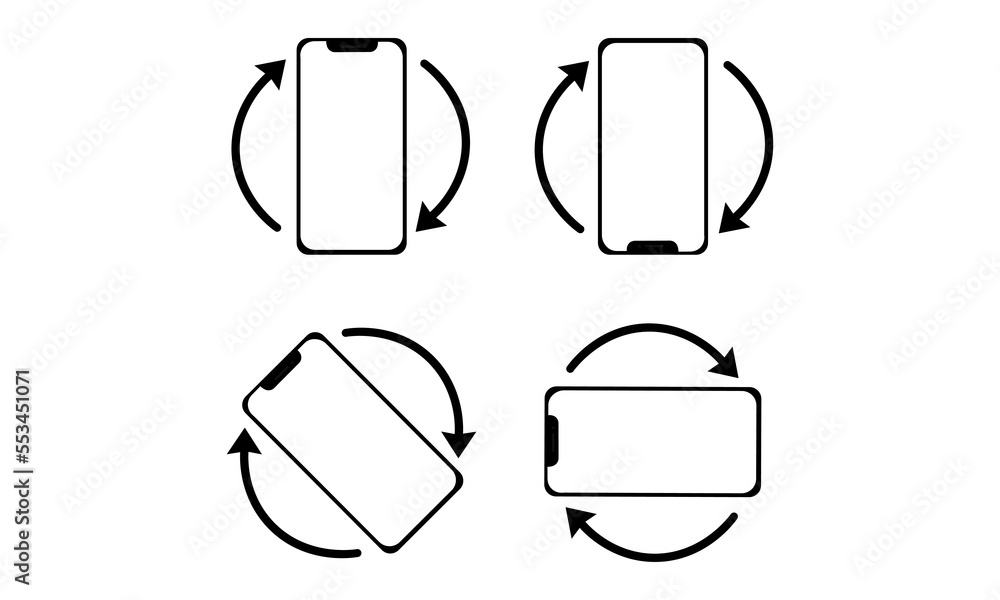 Mobile phone icon rotation. Rotate the device screen. Phone icon with ...